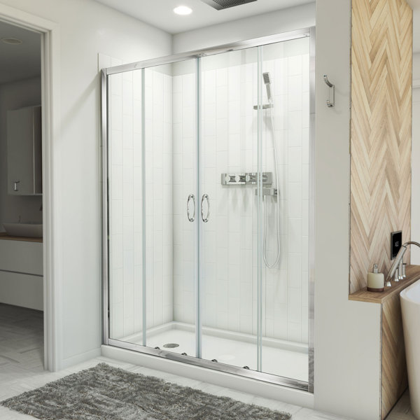 DreamLine 60" W x 32" D x 78" H Semi-Frameless Rectangle Shower kit with Base Included | Wayfair